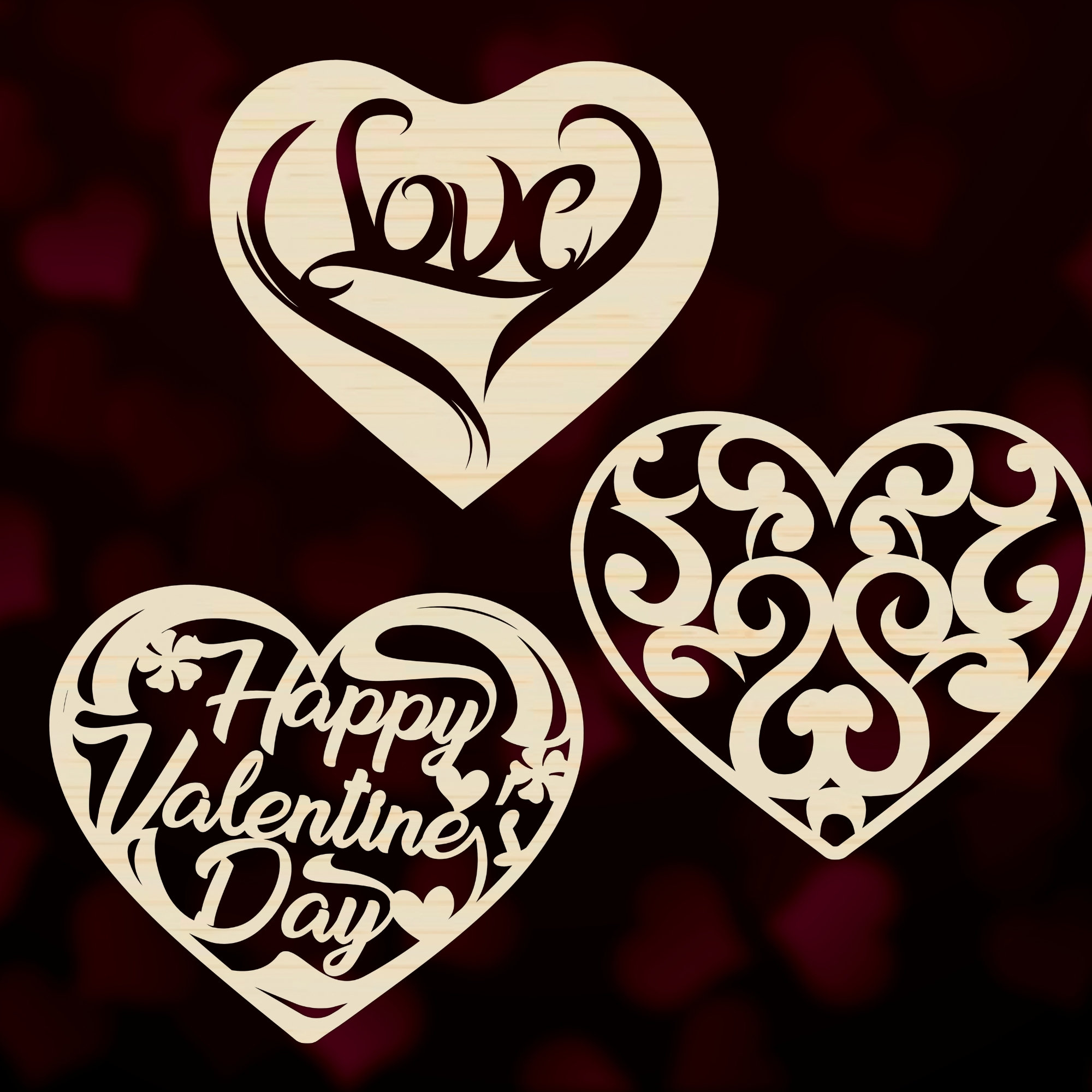 Herzen Valentinstag Laser Cut, 12 verschiedene Designs, Laser Cut-Datei ...