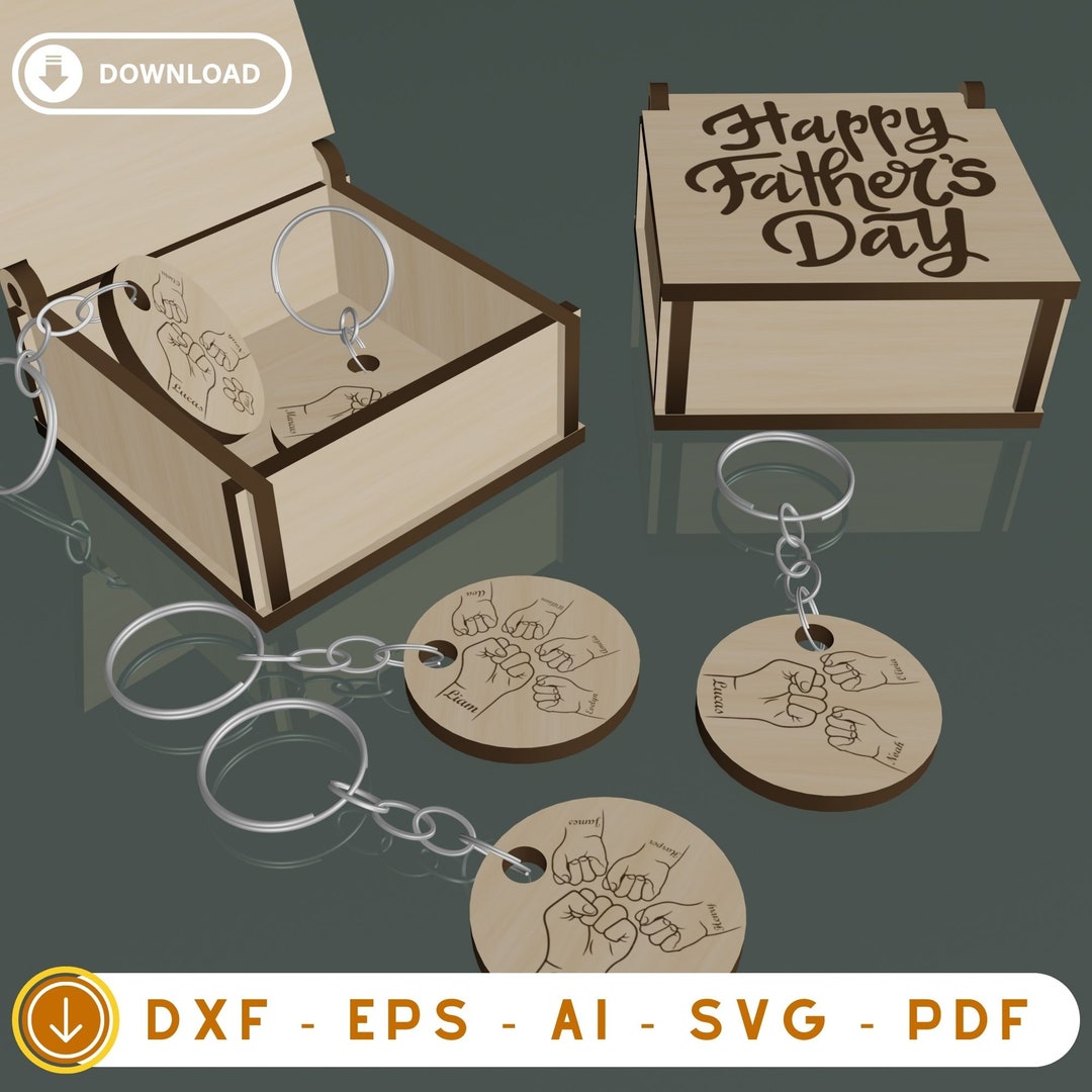 Personalized Keychain, Gift Box Laser Cut File, Father's Day Gift, Gift ...