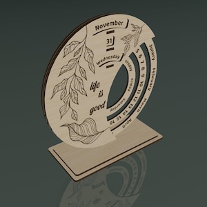Calendar Laser Cut File, Perpetual Calendar Vector, Desktop Calendar ...