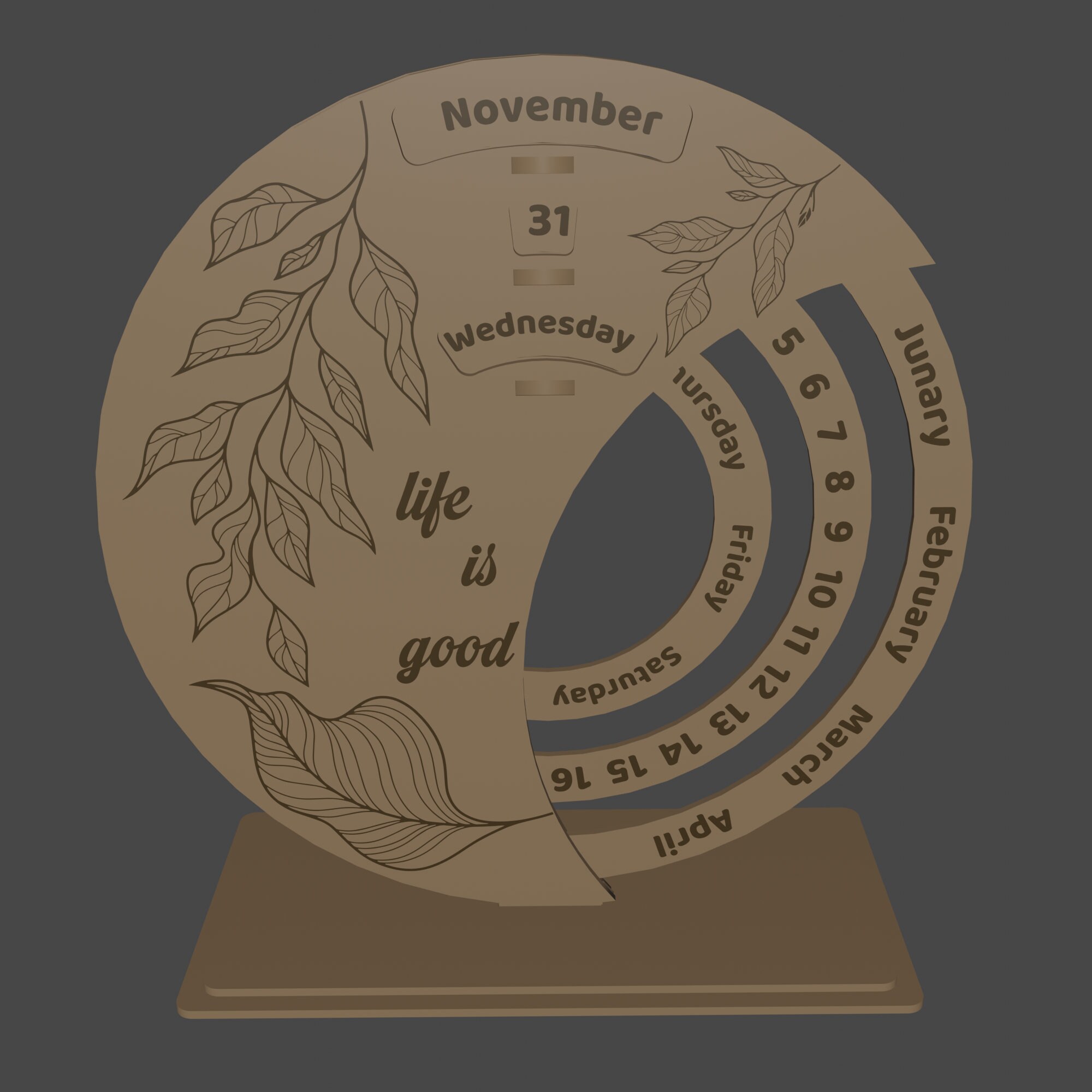 Calendar Laser Cut File, Perpetual Calendar Vector, Vector Files for ...