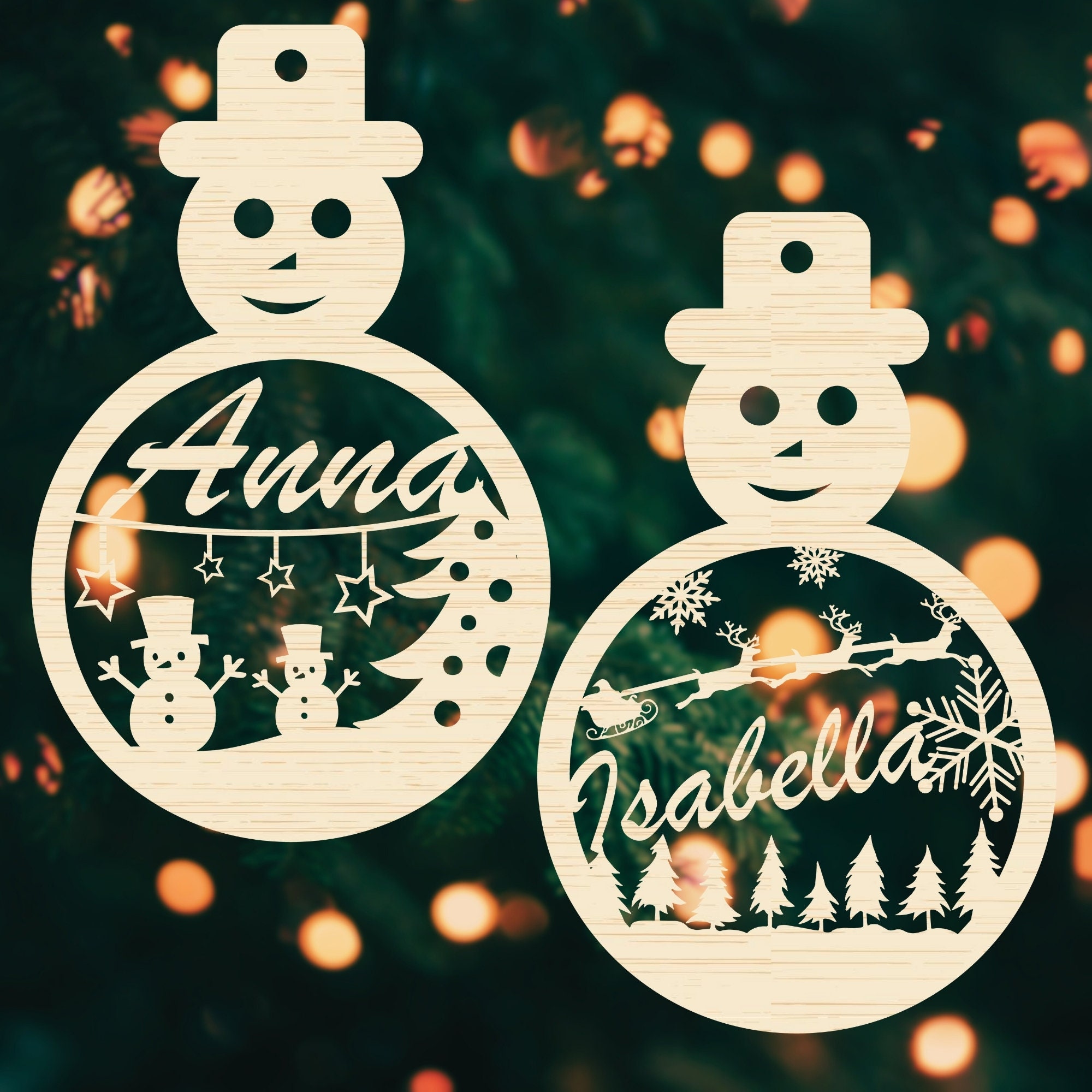 Personalized Christmas Ornament Laser Cut Fİle 12 Different Desıgn Ornament Custom Name