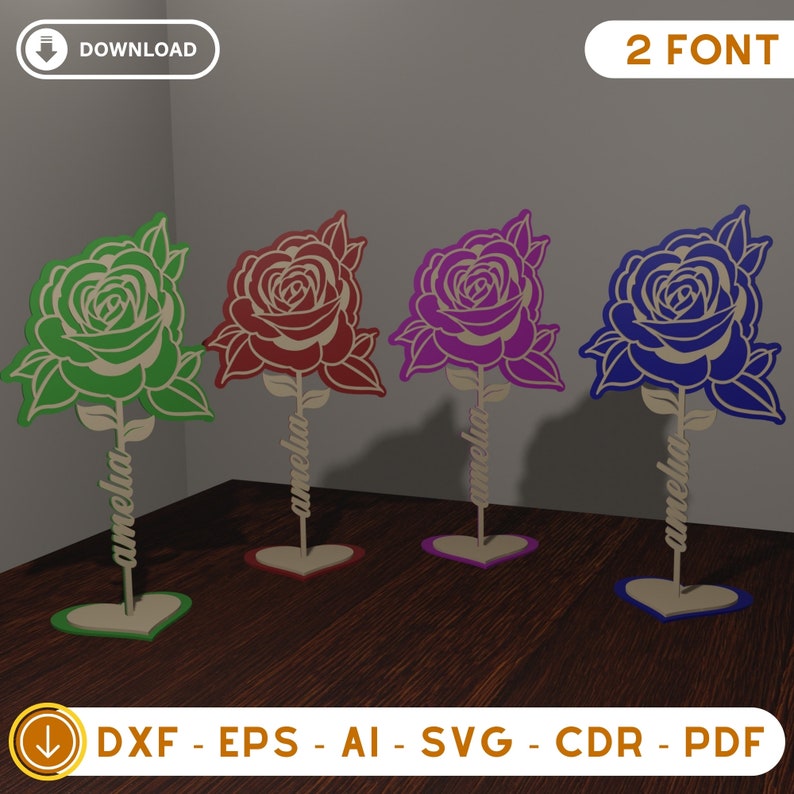 Personalized Laser Cut Rose, Personalized Flower With Name Editable Cut ...