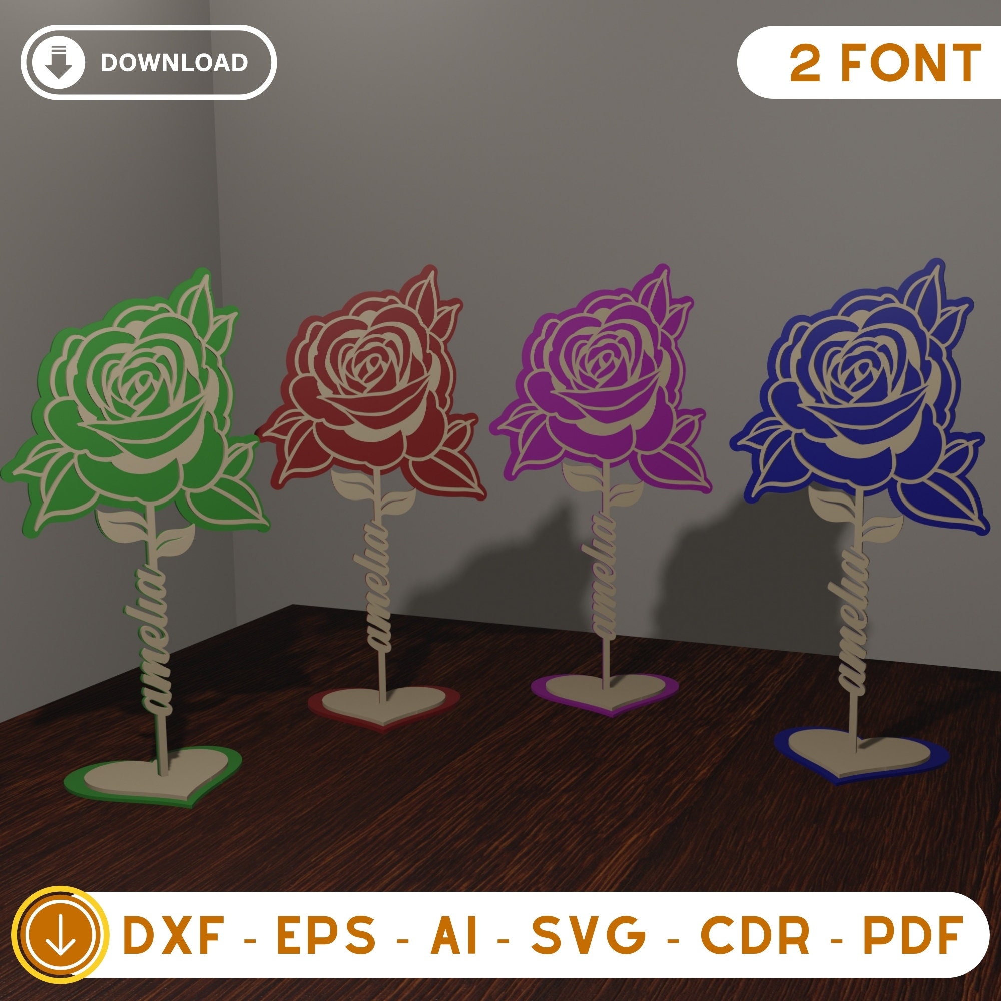 Personalized Laser Cut Rose, Personalized Flower With Name Editable Cut ...