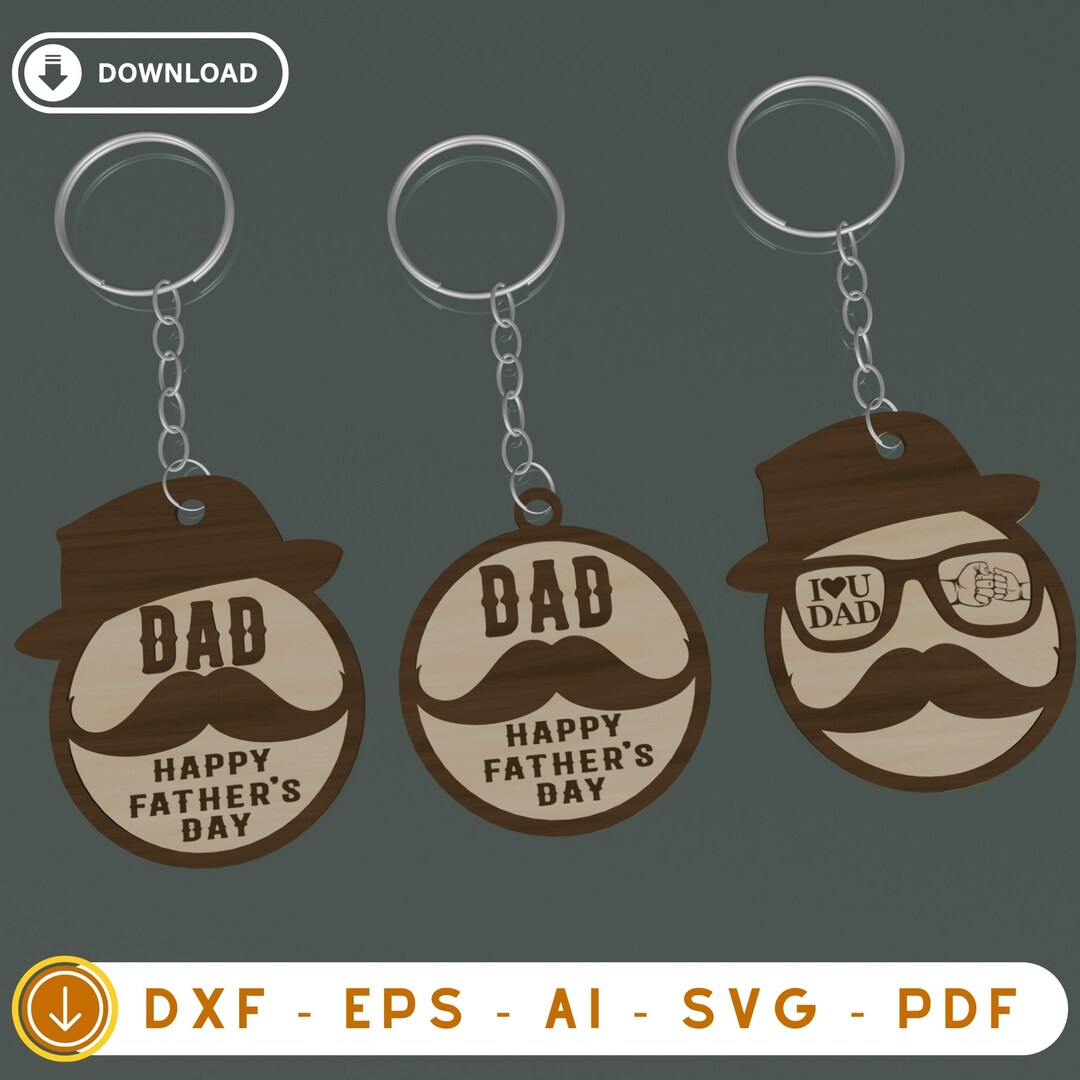 Key Chain Laser Cut File, Father's Day Gift, Gift for Dad SVG, Laser ...
