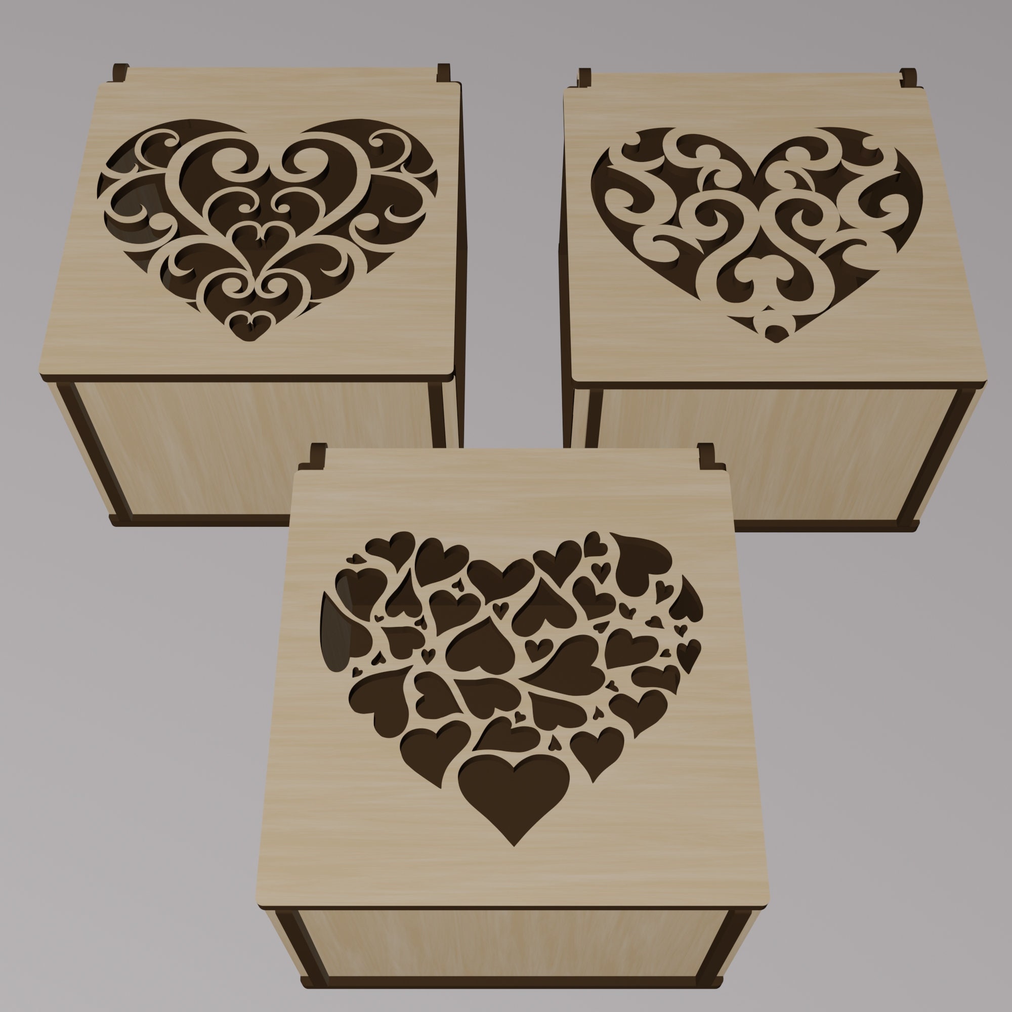 9 Different Pattern Box Laser Cut Files, With Flip up Lid Box, Gift ...