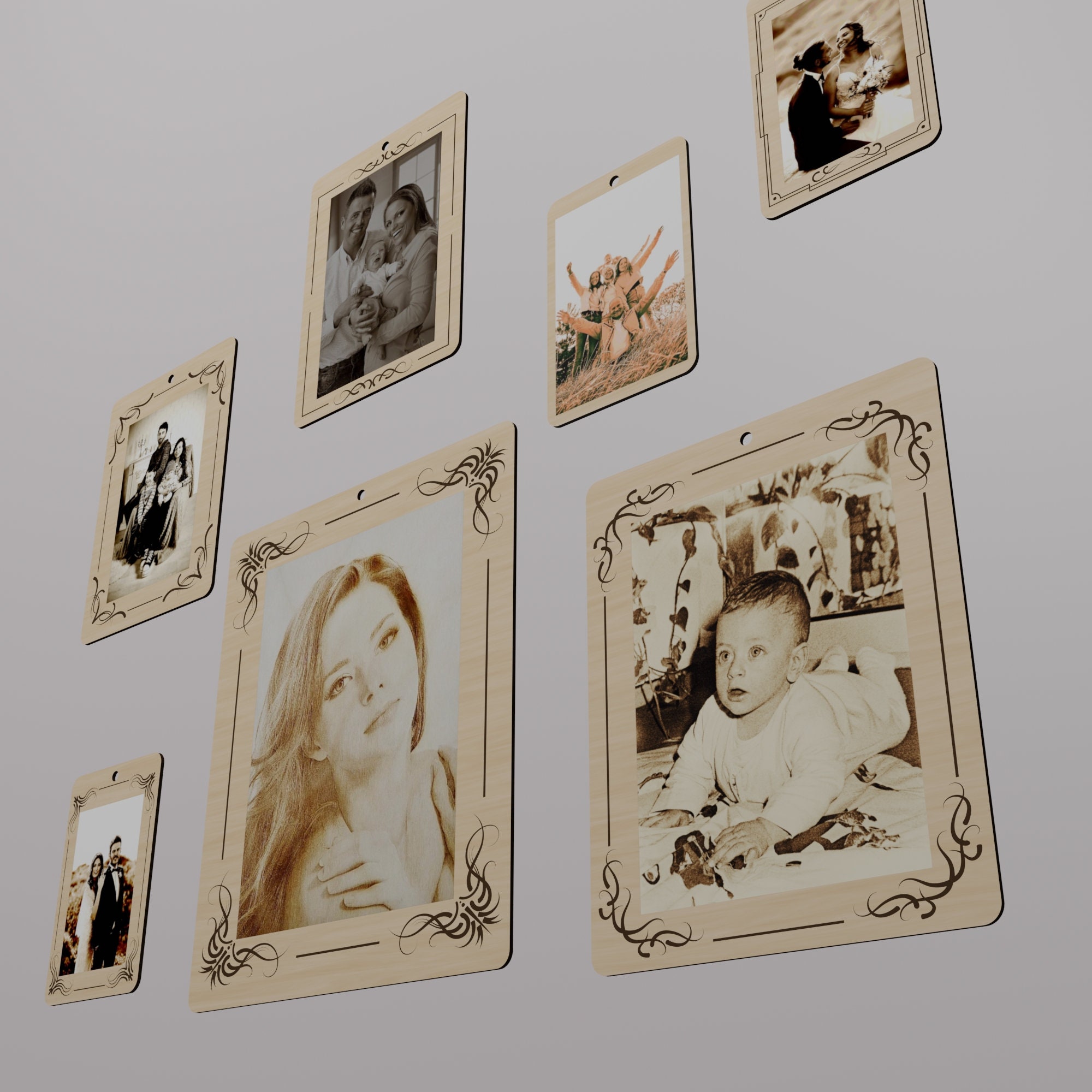 Wooden Frame 7 Pack Laser Cut File, Wall Hanging Photo Frame, DXF ...