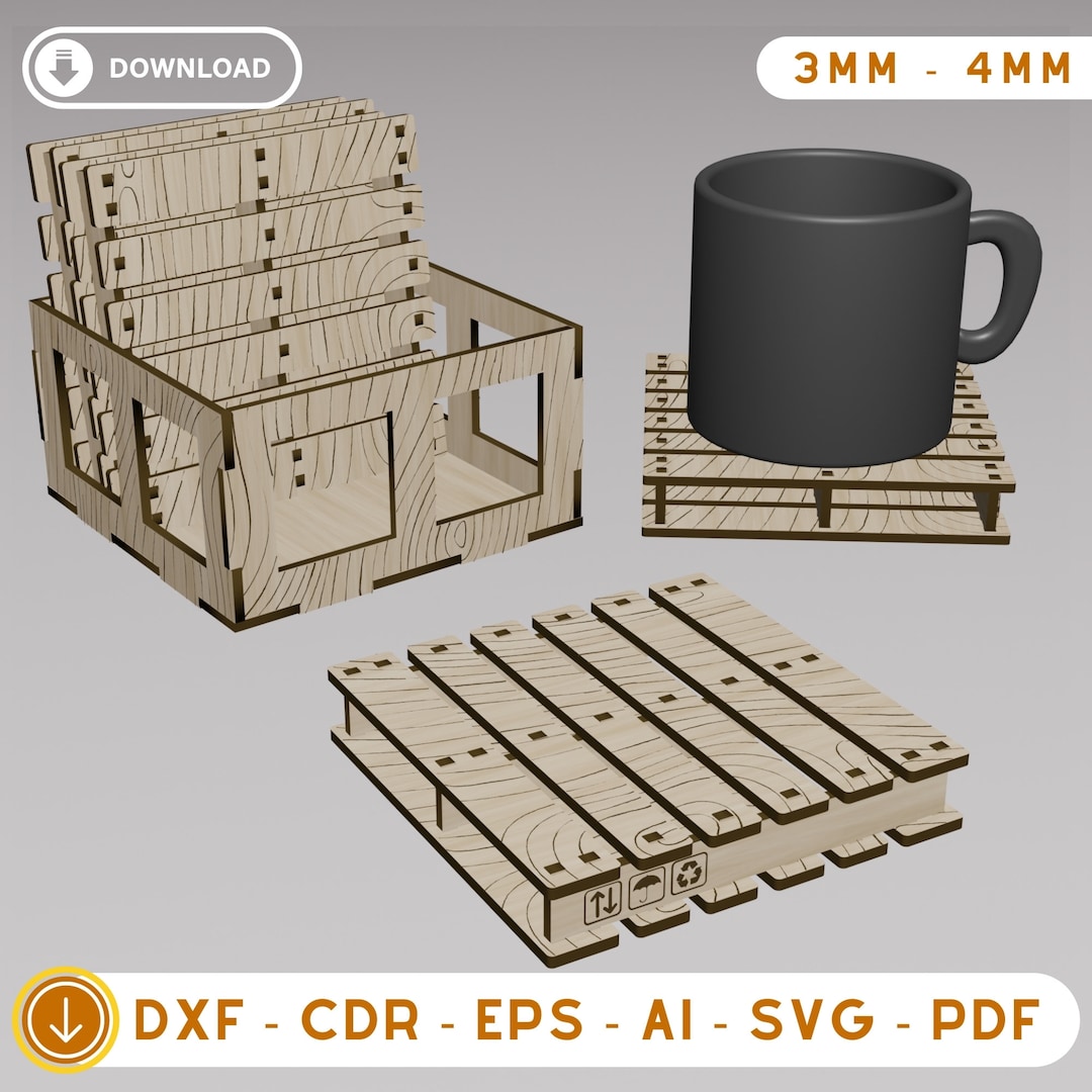 Boxed Pallet Coaster Laser Cut Files, Vector Files for Wood Laser ...