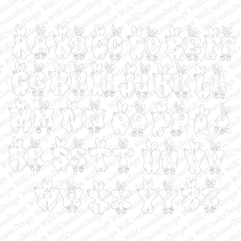 Easter A-Z Alphabet Laser Cut File, Bunny Ears Letters Easter Basket ...