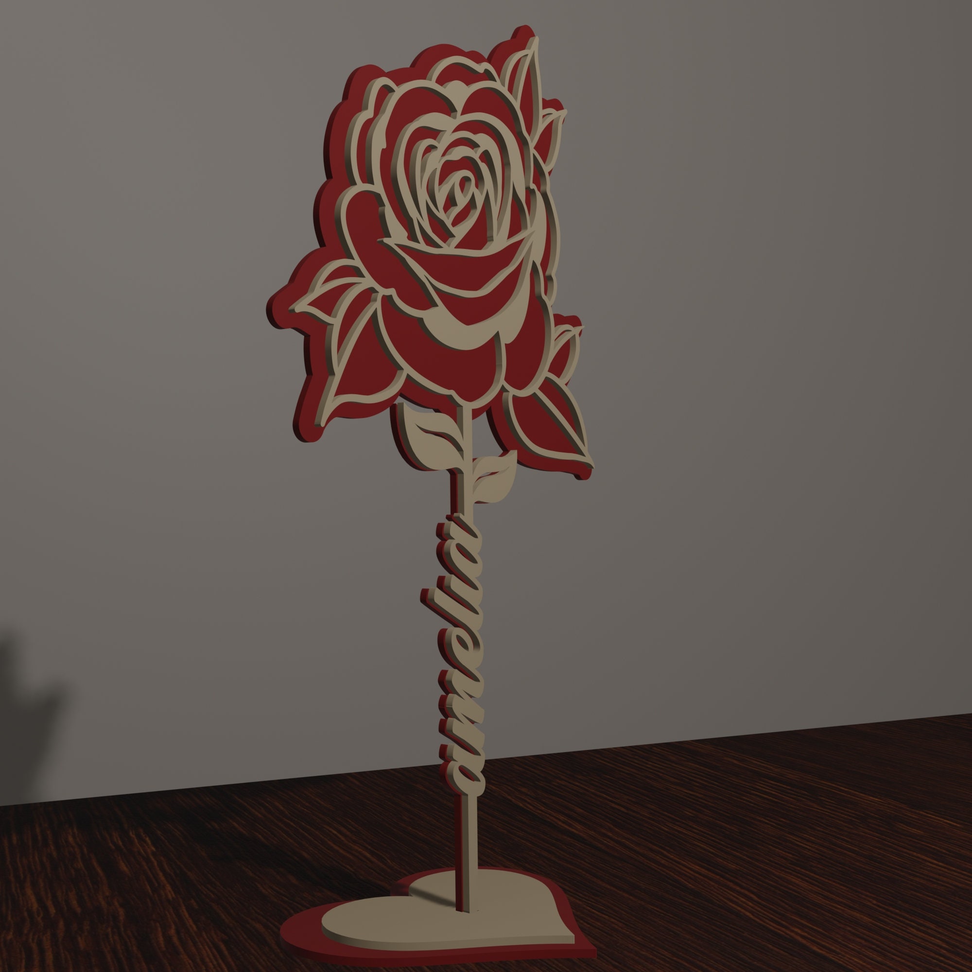 Personalized Laser Cut Rose, Personalized Flower With Name Editable Cut ...