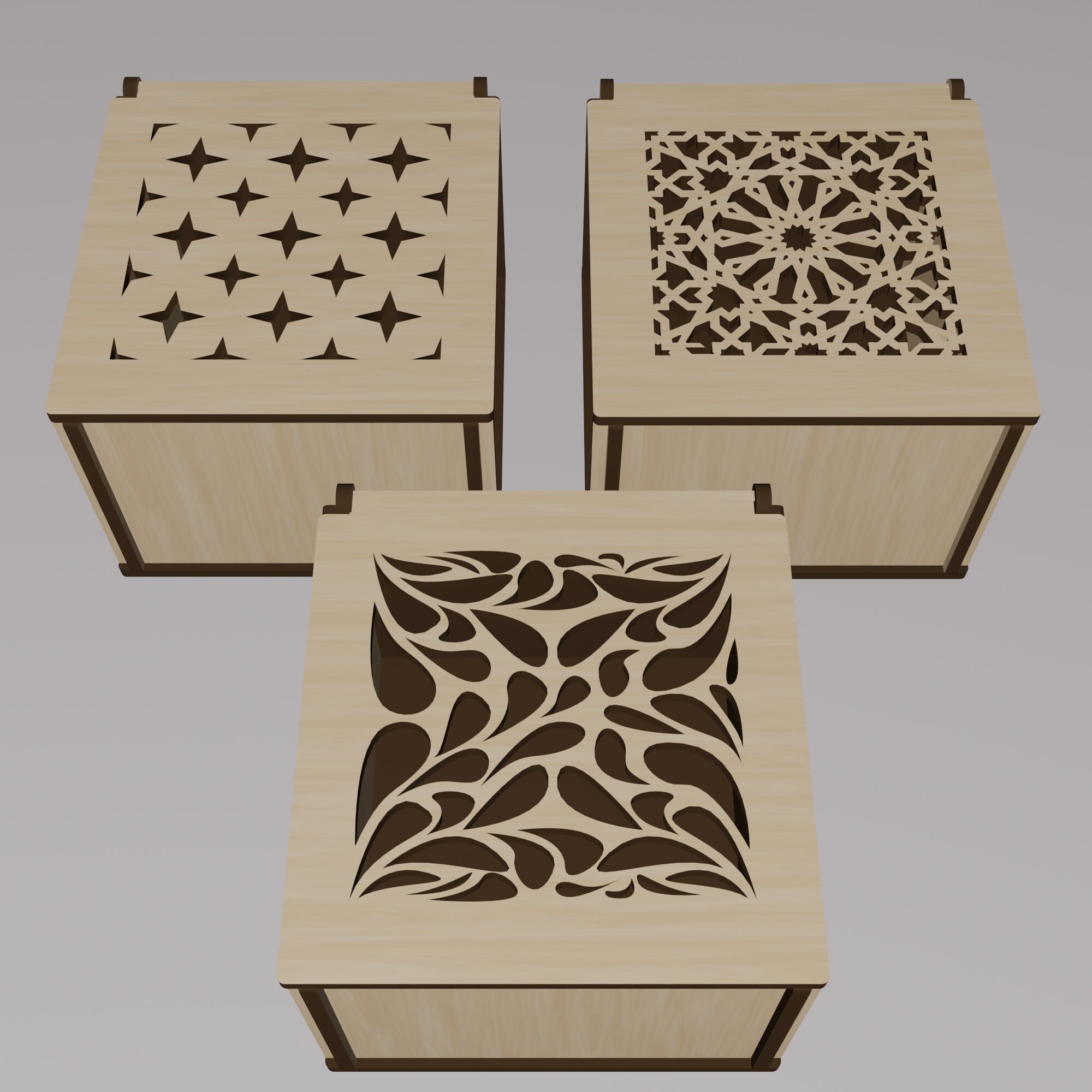 9 Different Pattern Box Laser Cut Files, With Flip up Lid Box, Gift ...