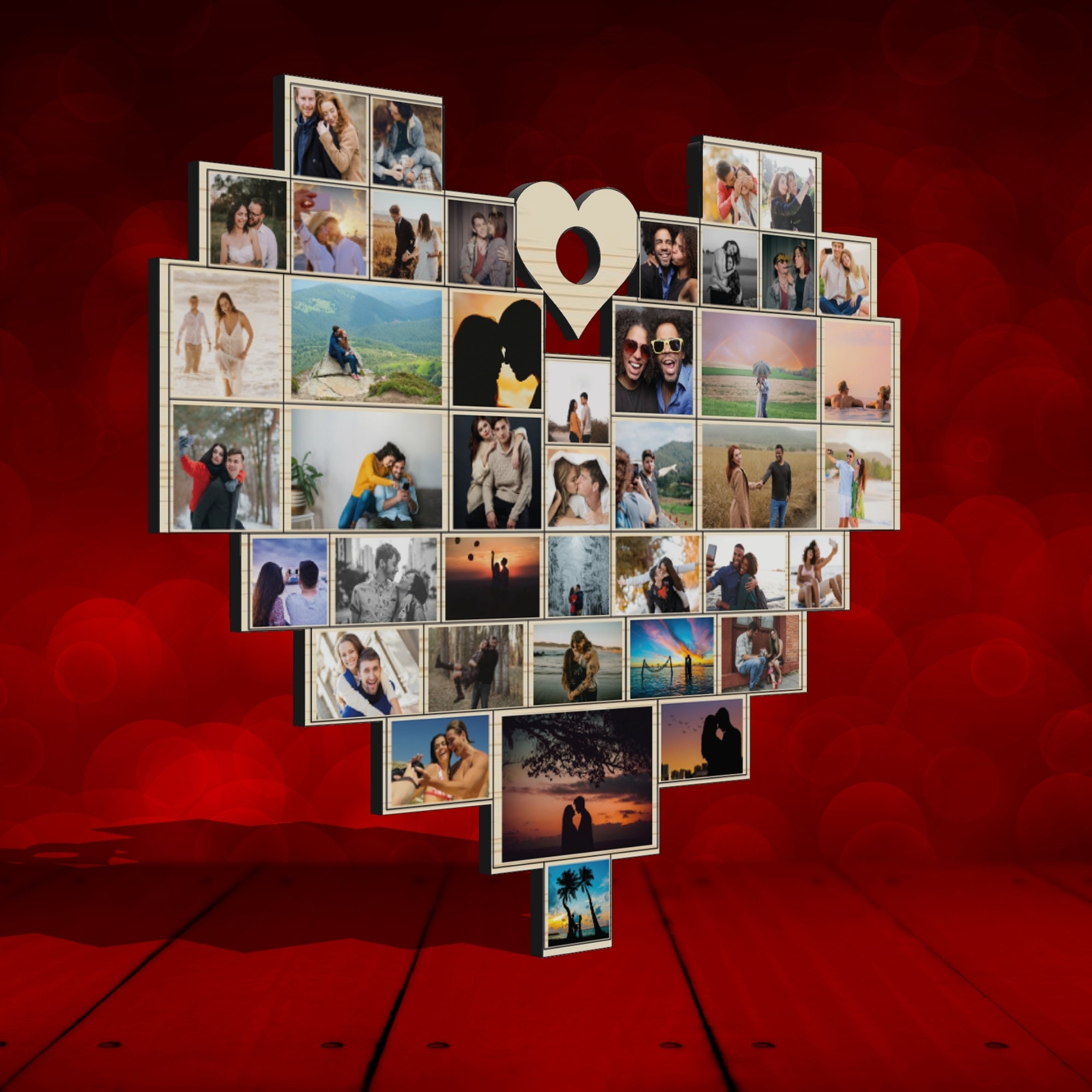 Photo Frame Multiple Photos Custom Collage, Digital Customizable Heart ...