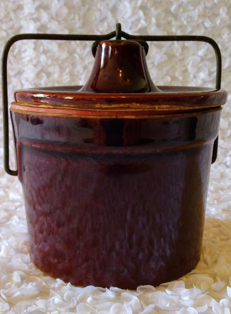 Mid-century Large Brown Glazed Stoneware Crock With Lid - Etsy