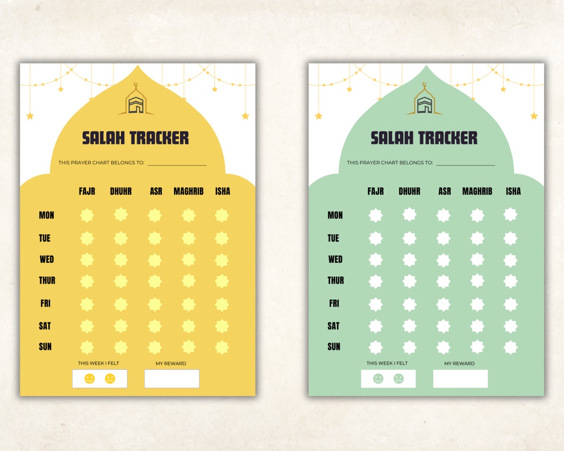 Muslim Prayer Tracker | Salah Tracker Digital | Prayer Chart for Kids ...