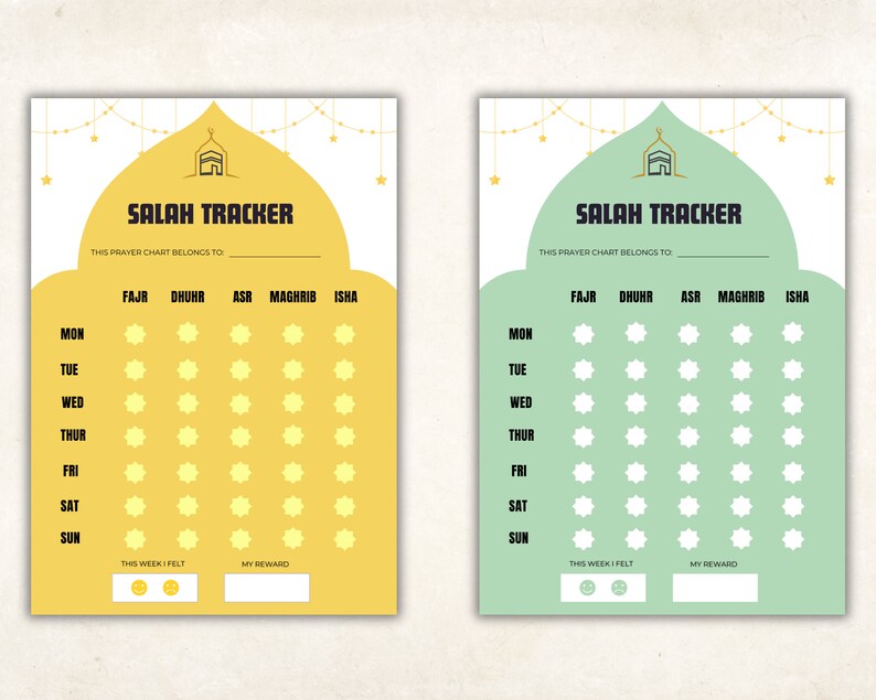 Muslim Prayer Tracker | Salah Tracker Digital | Prayer Chart for Kids ...