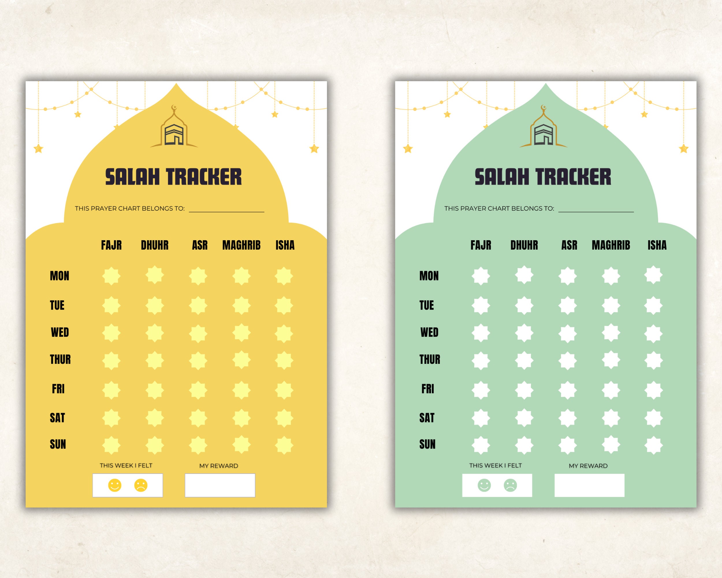 Muslim Prayer Tracker | Salah Tracker Digital | Prayer Chart for Kids ...