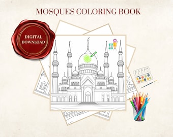 Ramadan Colouring Pages Islamic Mosque Adult and Kids - Etsy
