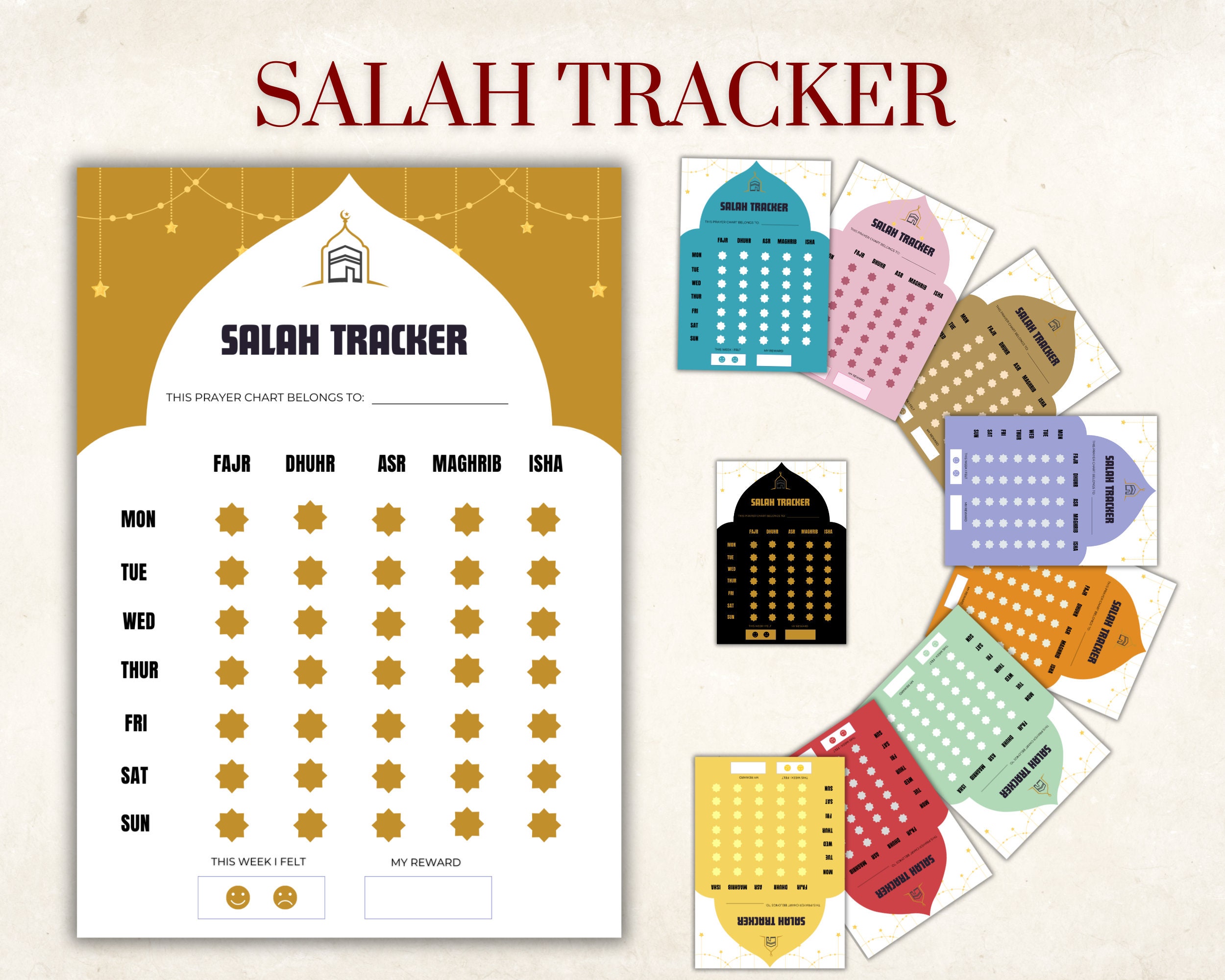 Muslim Prayer Tracker | Salah Tracker Digital | Prayer Chart for Kids ...