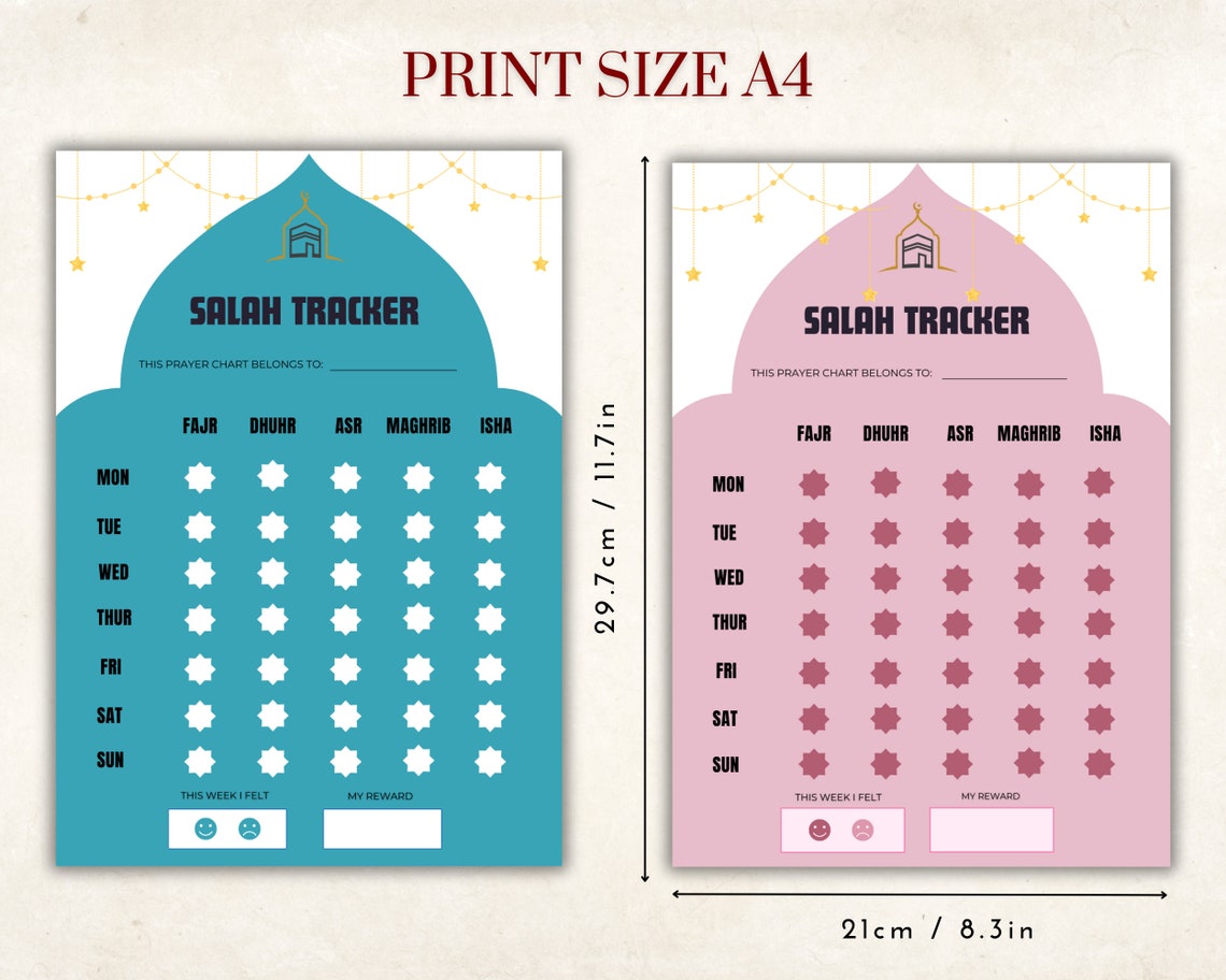 Muslim Prayer Tracker | Salah Tracker Digital | Prayer Chart for Kids ...