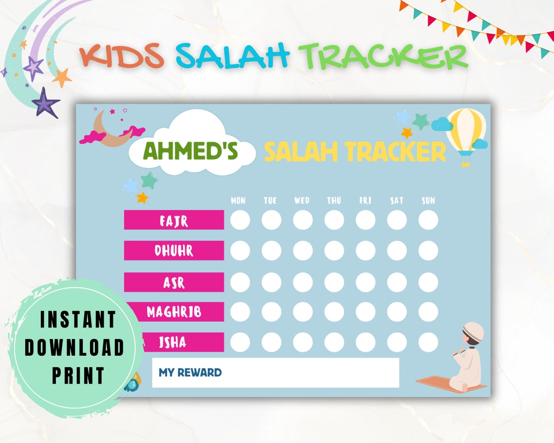 Prayer Tracker for Kids Salah Tracker Prayer for Kids Prayer Chart ...