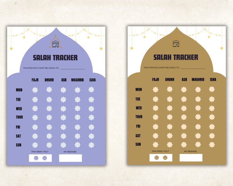 Muslim Prayer Tracker | Salah Tracker Digital | Prayer Chart for Kids ...