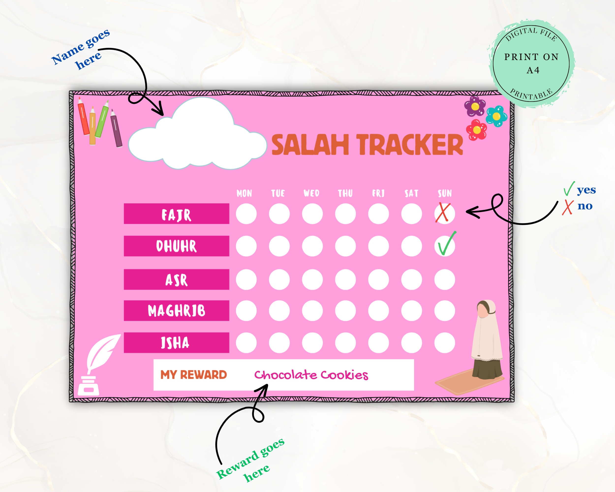 Prayer Tracker for Kids | Salah Tracker | Prayer for Kids | Prayer ...