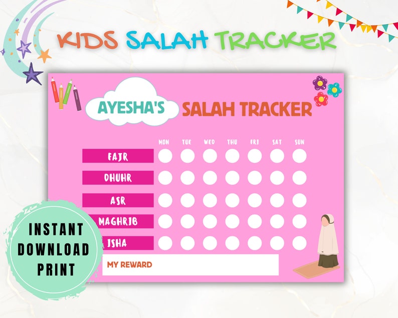 Prayer Tracker for Kids | Salah Tracker | Prayer for Kids | Prayer ...