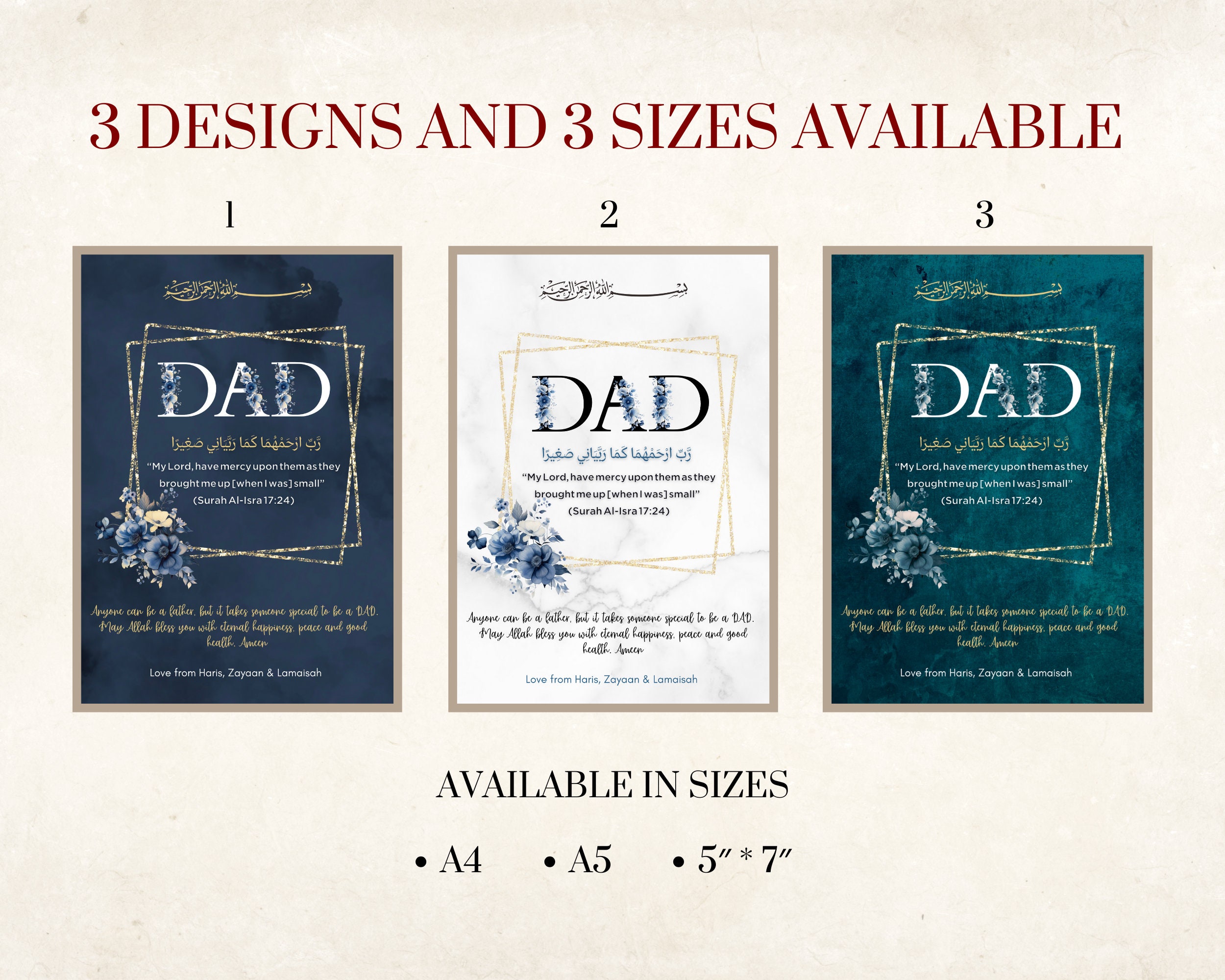 Digital Islamic Print, Parents Gift, Father Day Gift, Muslim Dad Gift ...