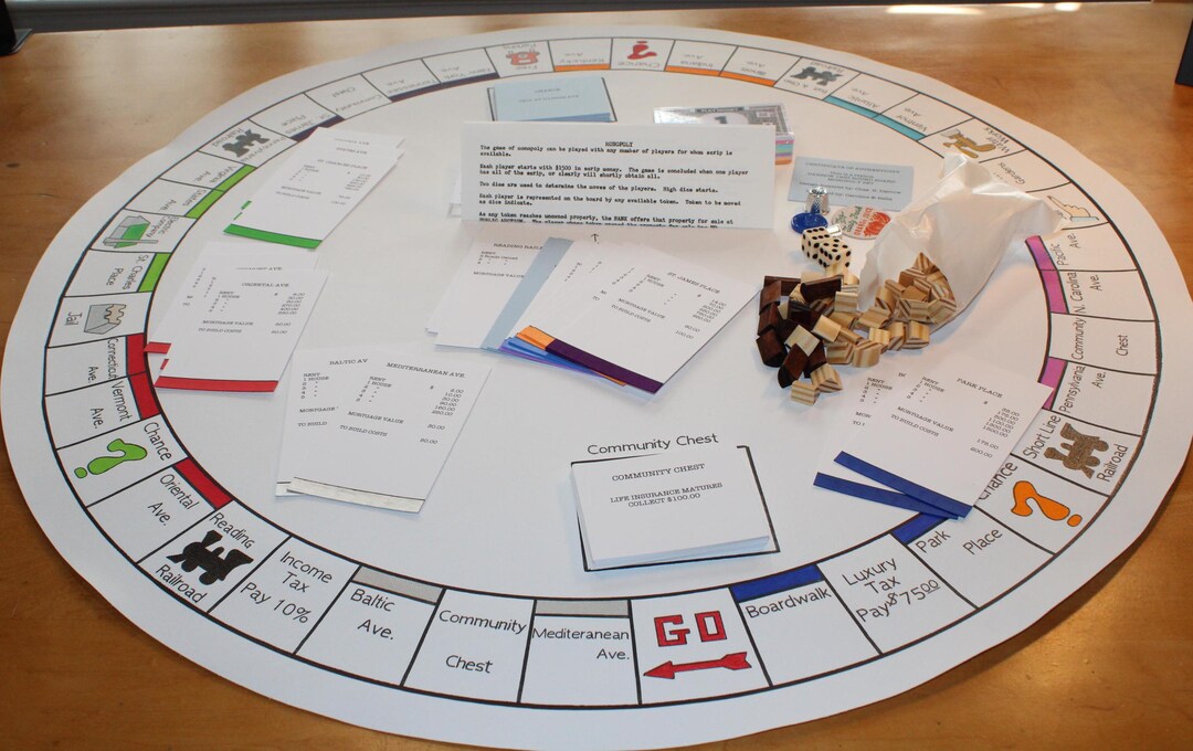 Chas. Darrow Inspired Round Board Monopoly Set (28" Board on Artist ...