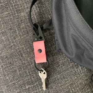 Pink Tactical Keychain Leather EDC Lever Clip Carabiner Key Fob ...