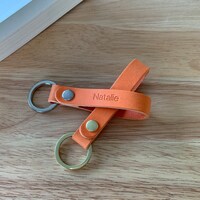 Personalized Keychain - Chic Faux Leather Keyring in Multiple Colors ...