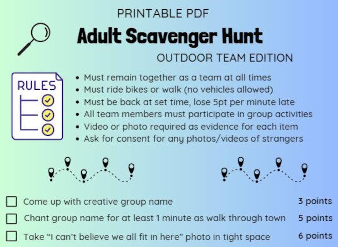 Adult Scavenger Hunt - 14 Hilarious Challenges for Adventurous Adults ...
