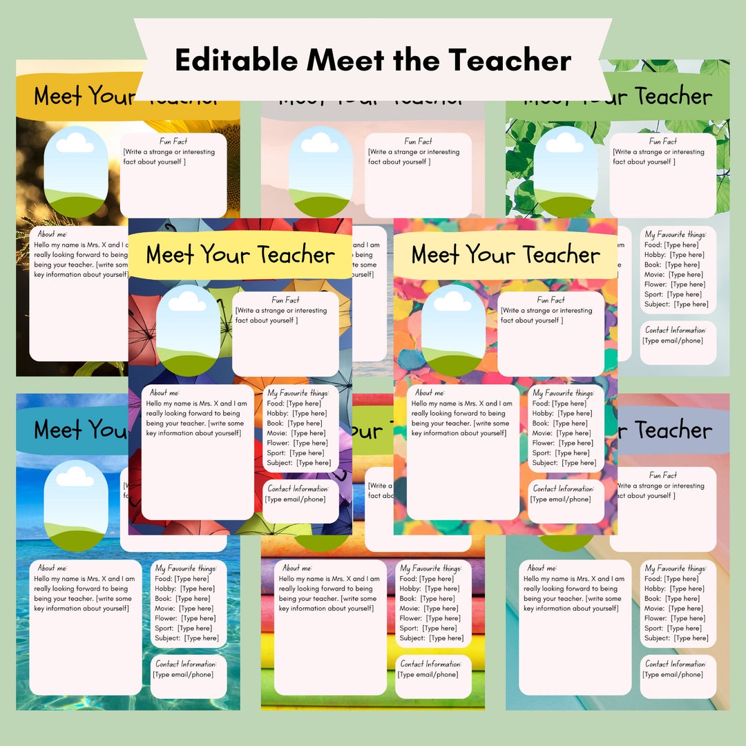 Meet the Teacher Editable Template Printable I Back to School Teacher ...