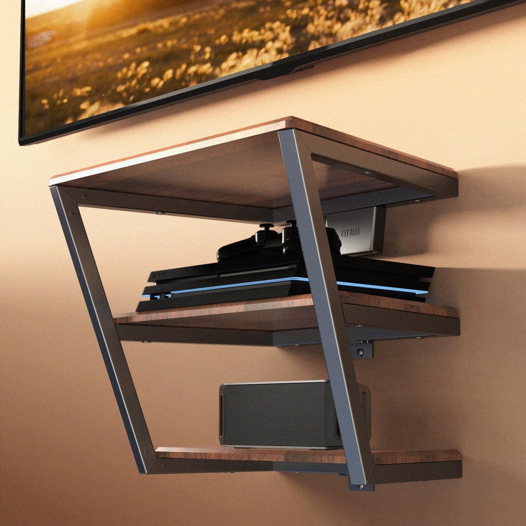 Floating Nightstand, Nightstand, Record Player Stand, Shelves, Wood ...