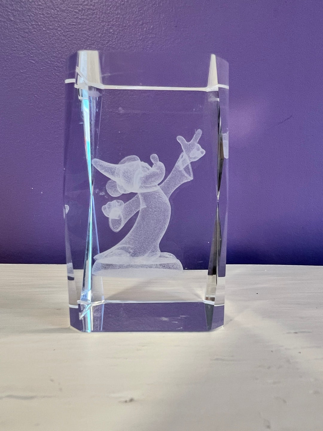 Vintage Laser 3D Etched Cube Crystal Paperweight Disney World - Etsy