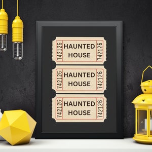 Vintage Haunted House Tickets Print: Retro Halloween Wall Art (digital ...