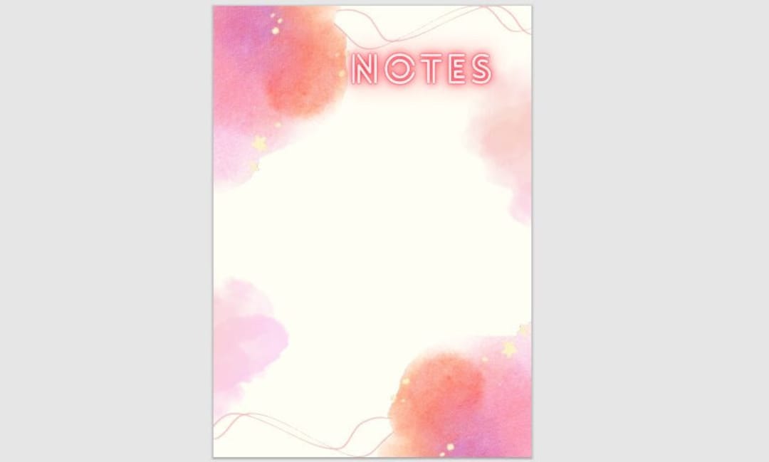 Pink Watercolour Notes Page - Etsy