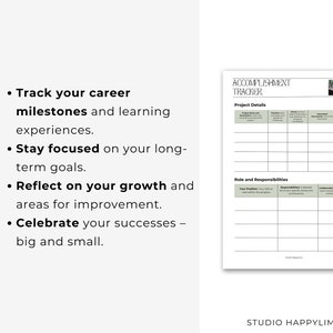 Accomplishment Tracker Printable Professional Development Worksheet ...