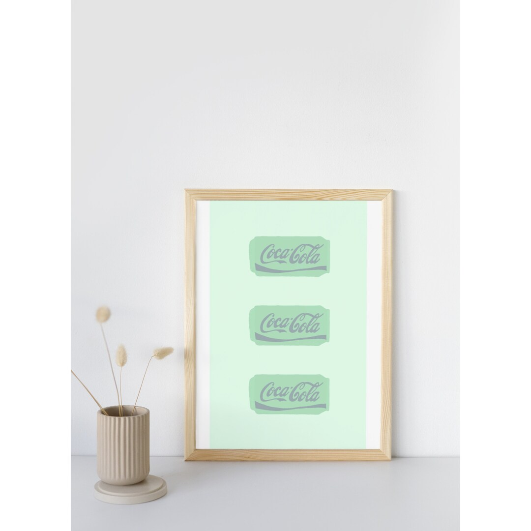 Teal Coca Cola Prints Trendy Wall Art Pink Preppy Kitchen Aesthetic ...