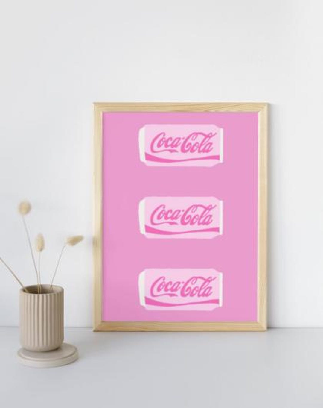 Pink Coca Cola Prints Trendy Wall Art Pink Preppy Kitchen Aesthetic ...