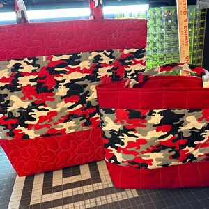 Large Red Camo Quilted Tote/bag//purse Handmade - Etsy