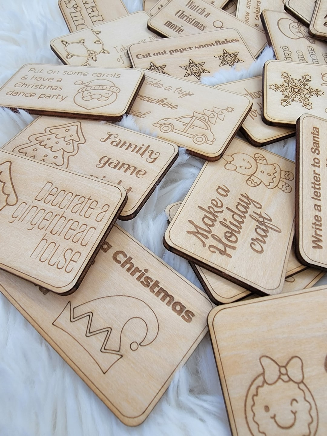 36 Christmas Advent Tokens, Kids Christmas Activities, Reusable Advent ...