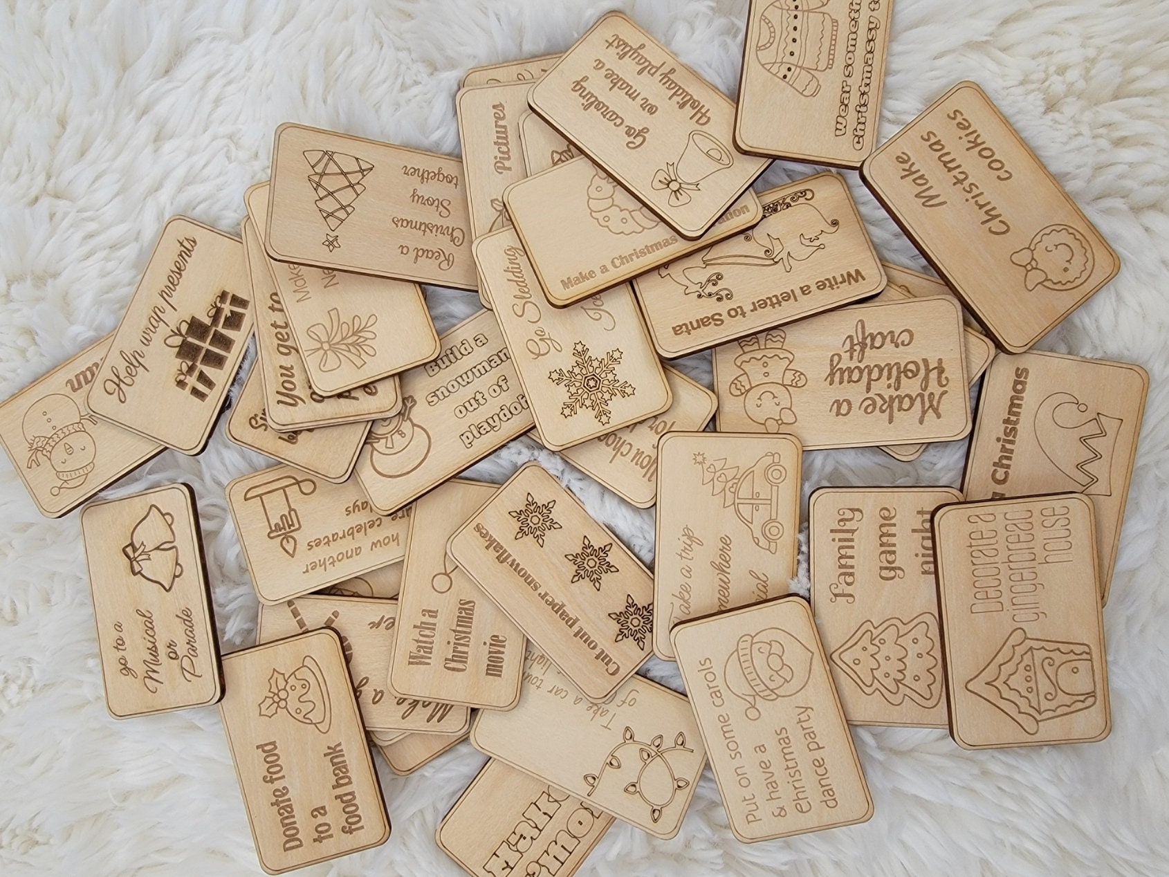 36 Christmas Advent Tokens, Kids Christmas Activities, Reusable Advent ...