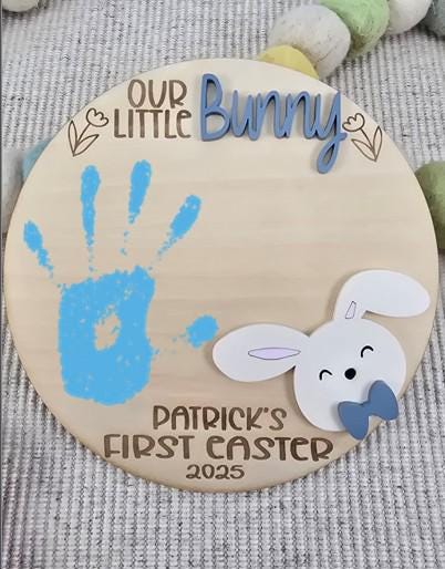 Personalized Baby Handprint Sign, Baby's First Easter, DIY Handprint ...