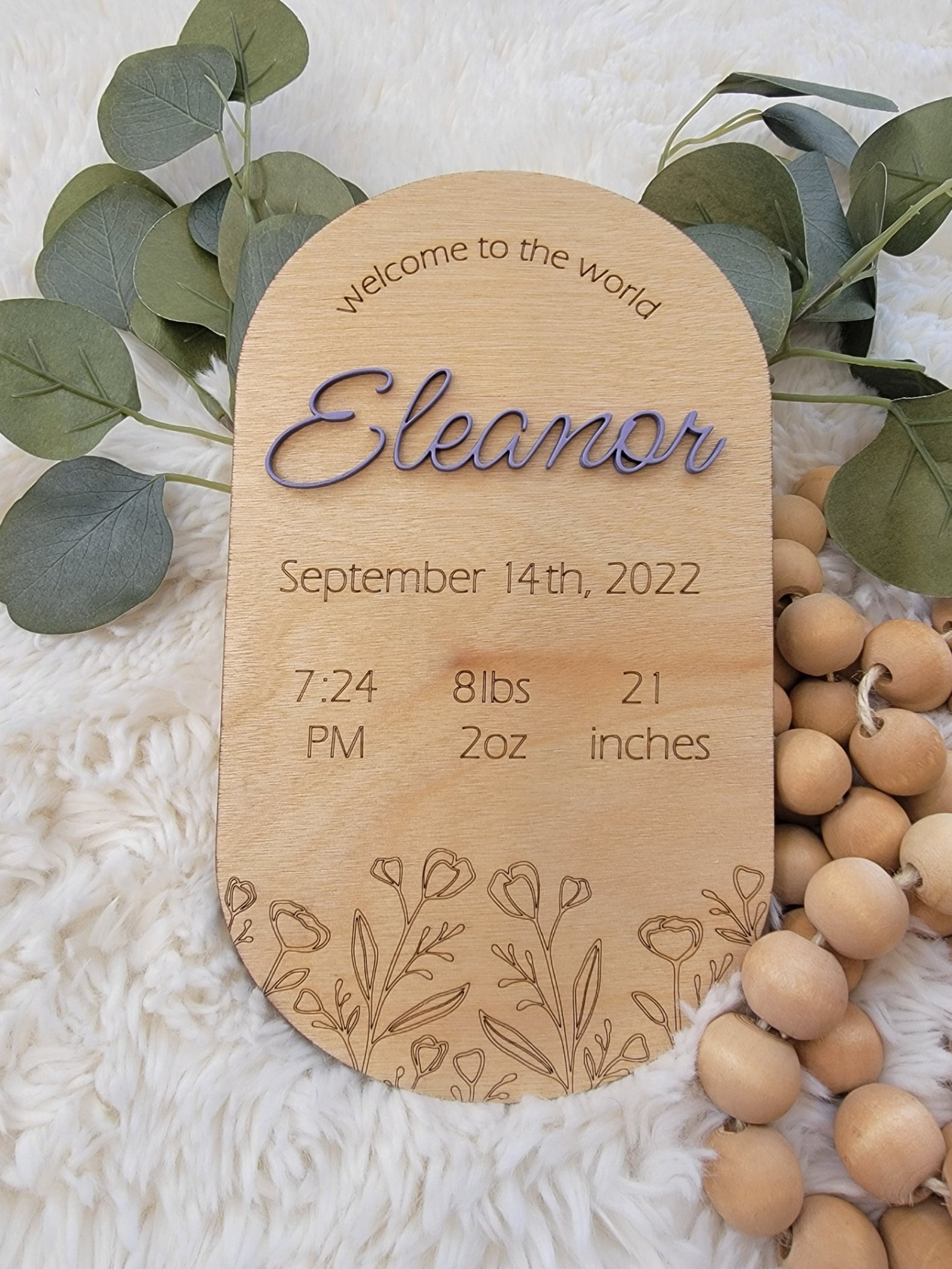 Baby Announcement Sign, Birth Stats Announcement Sign, Wooden Baby Girl ...