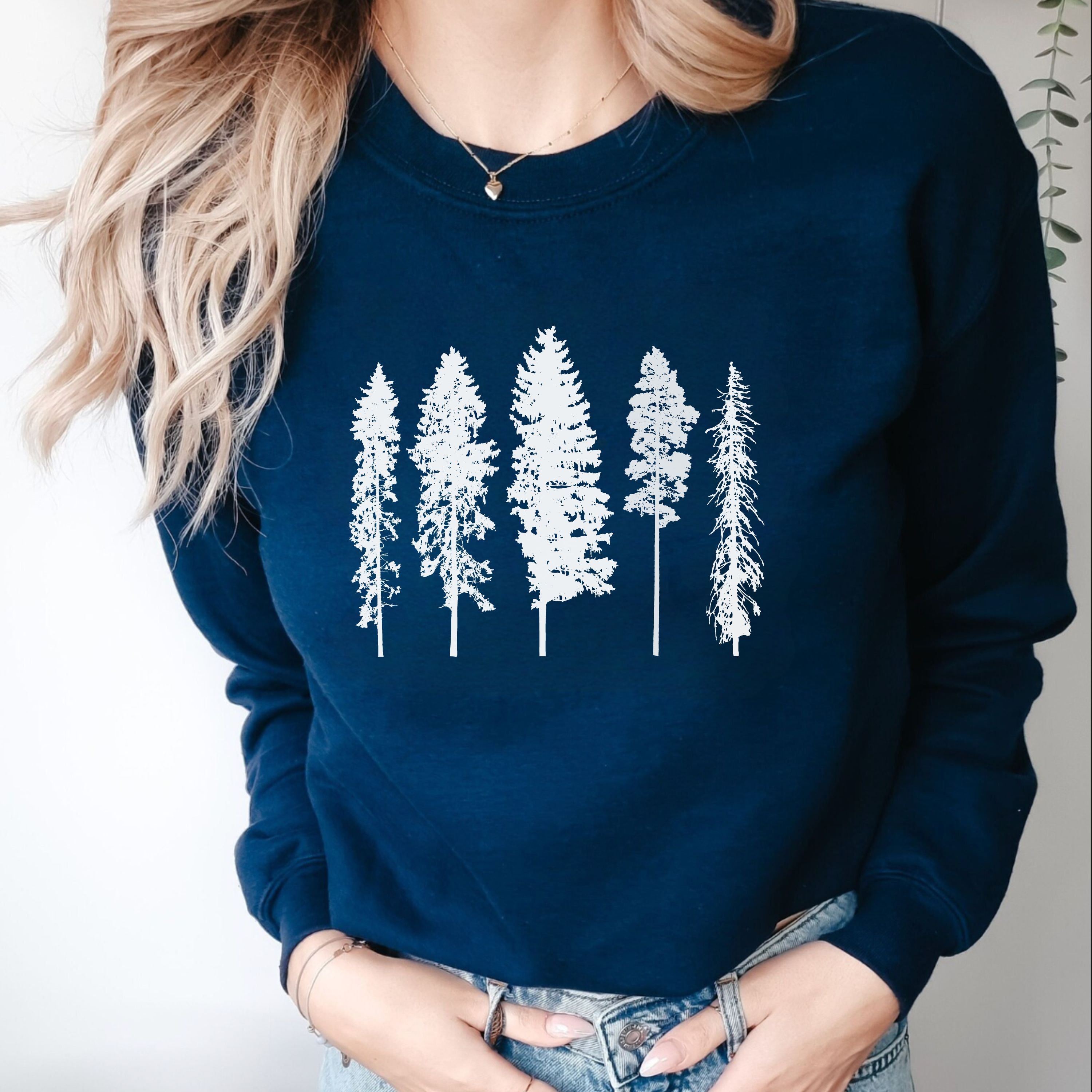 Trees Shirt Gift for Nature Trees Sweater Forest Green Pine Trees ...