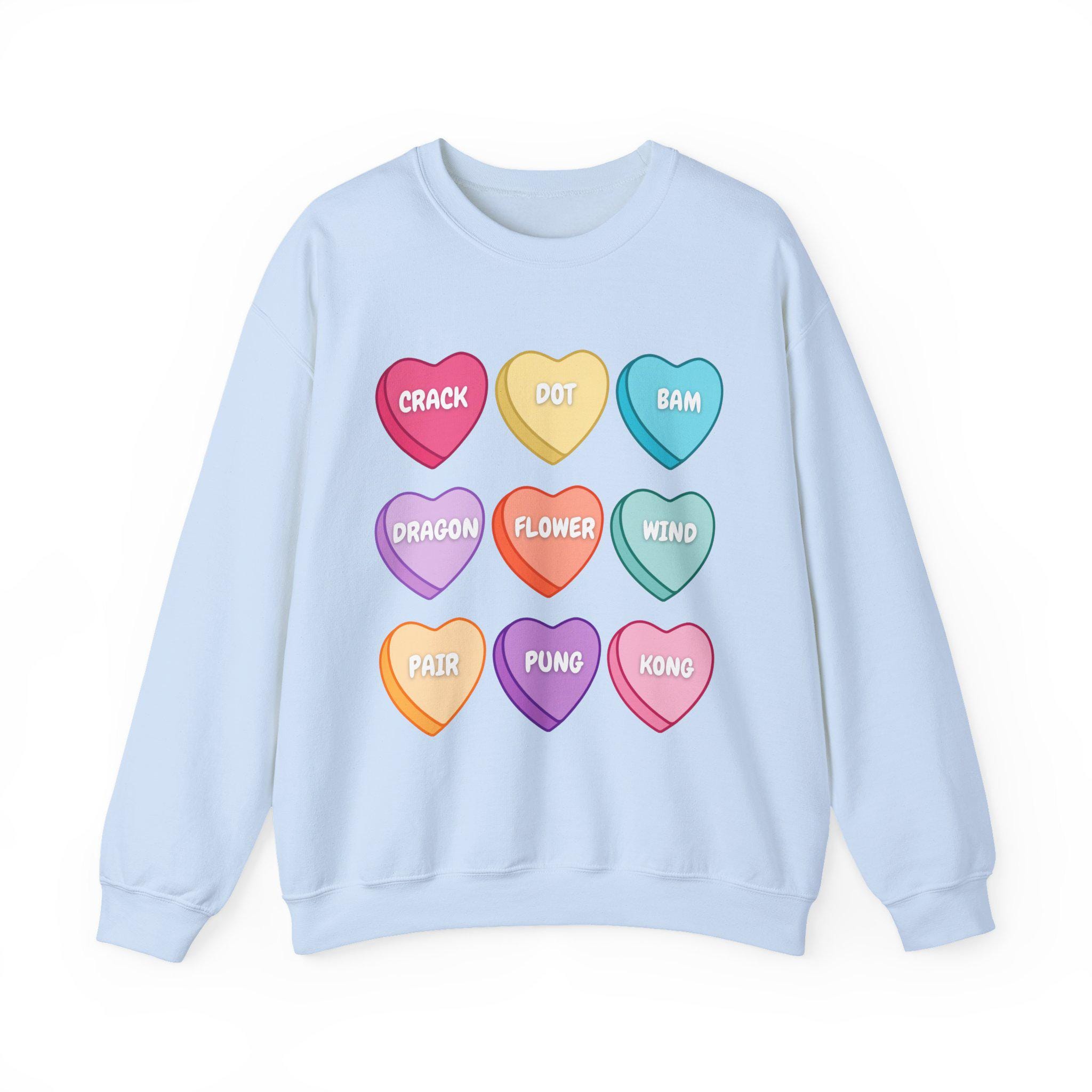 Conversation Heart Candy Mahjong Pun Sweatshirt | Mahjong Valentine's ...