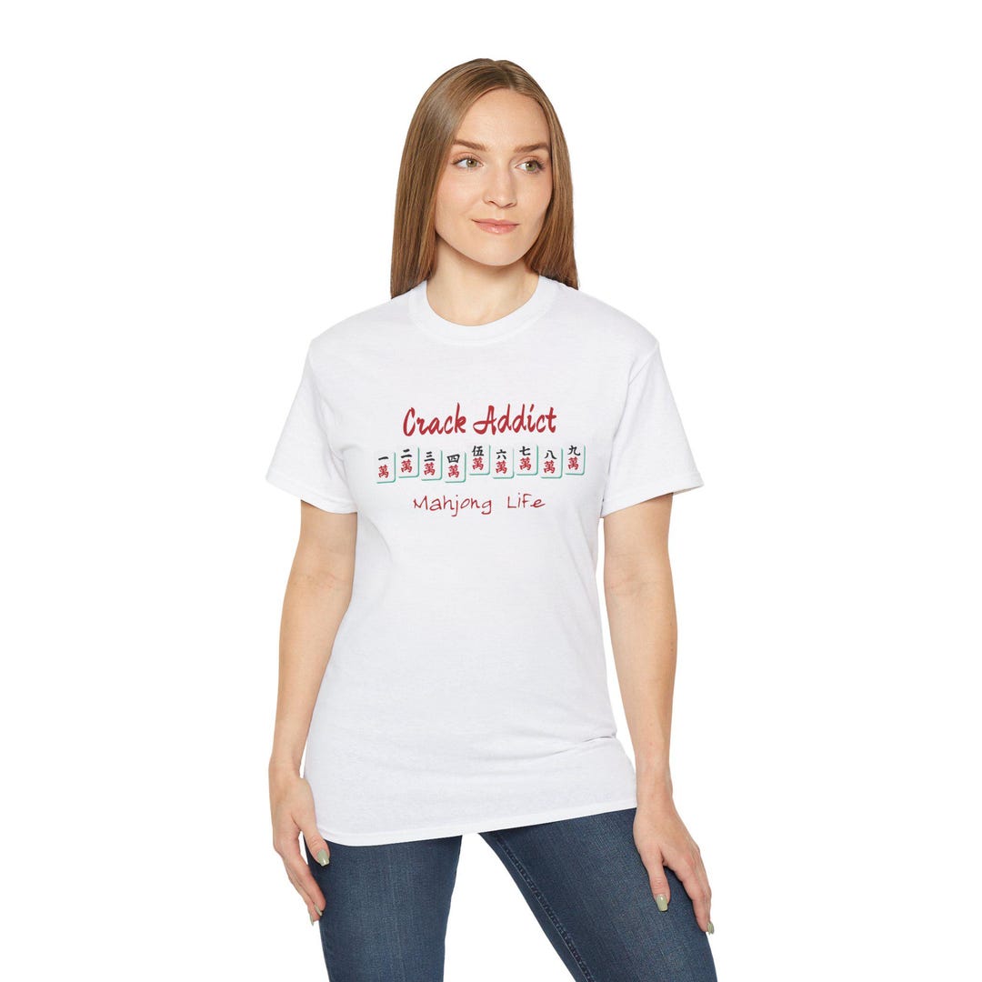 Crack Addict (staggered Tiles) Mahjong Pun Tee | Fun Mahjong Life Shirt ...