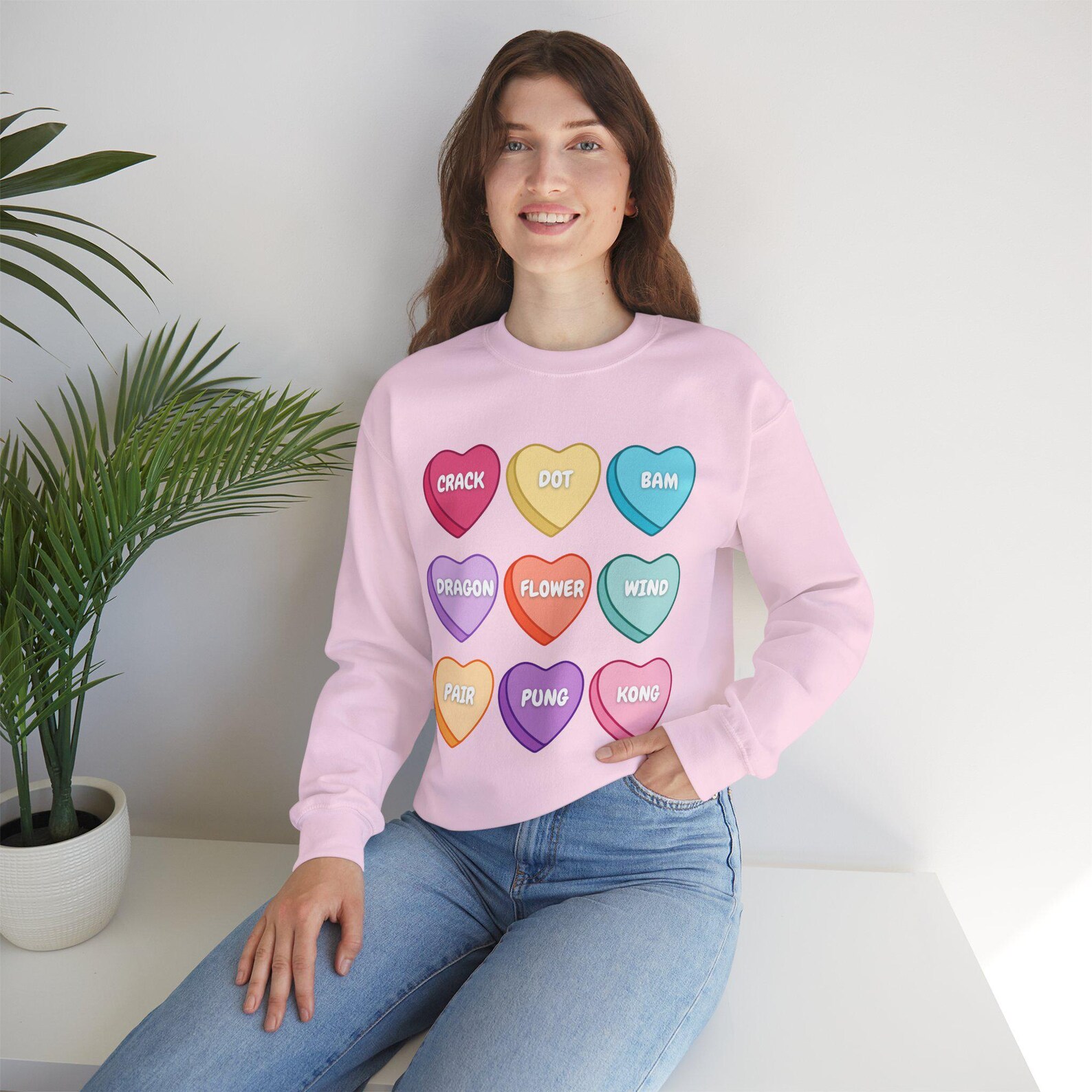 Conversation Heart Candy Mahjong Pun Sweatshirt | Mahjong Valentine's ...