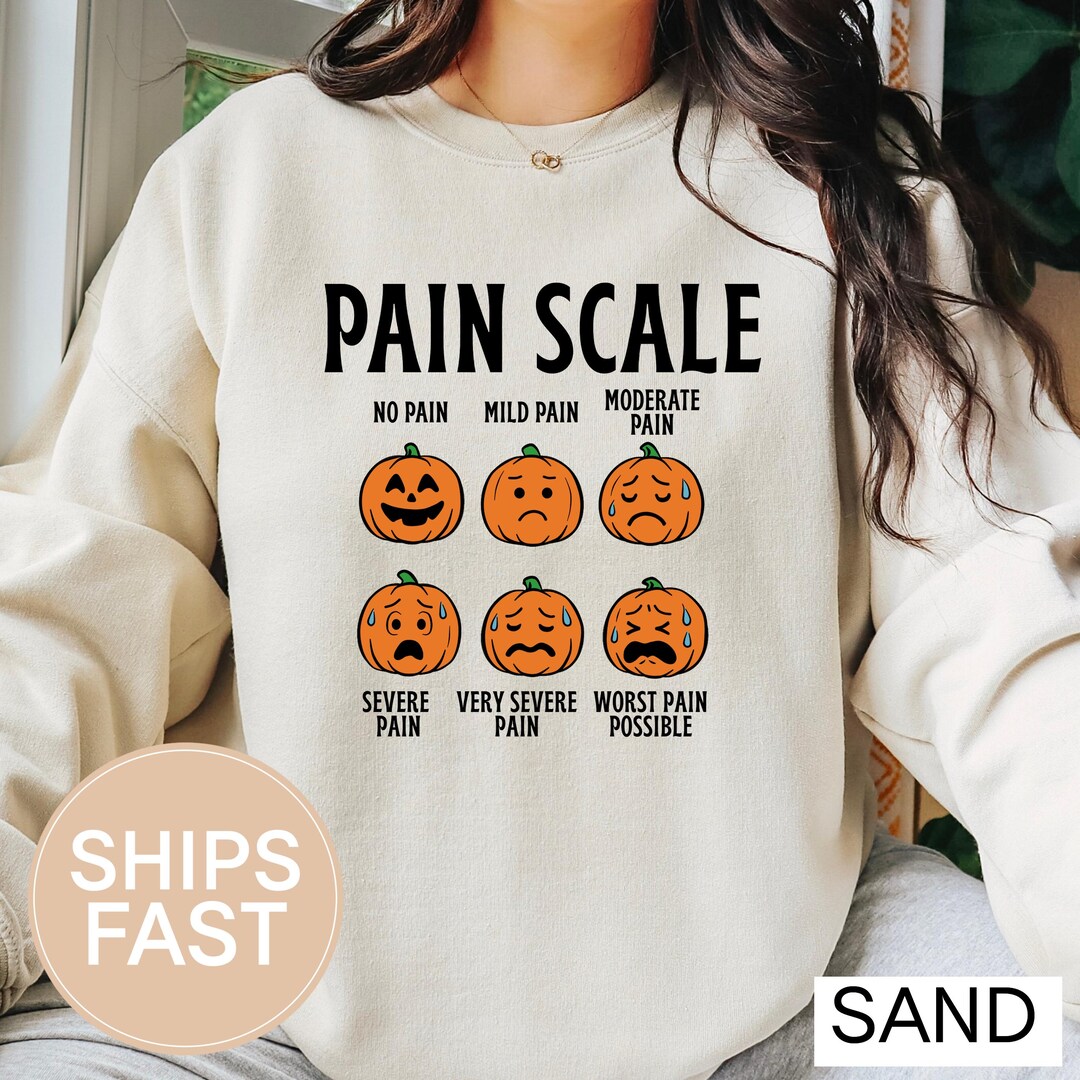 Halloween Nurse Sweatshirt – Funny Pain Scale Ghost Nurse Crewneck, Tis ...