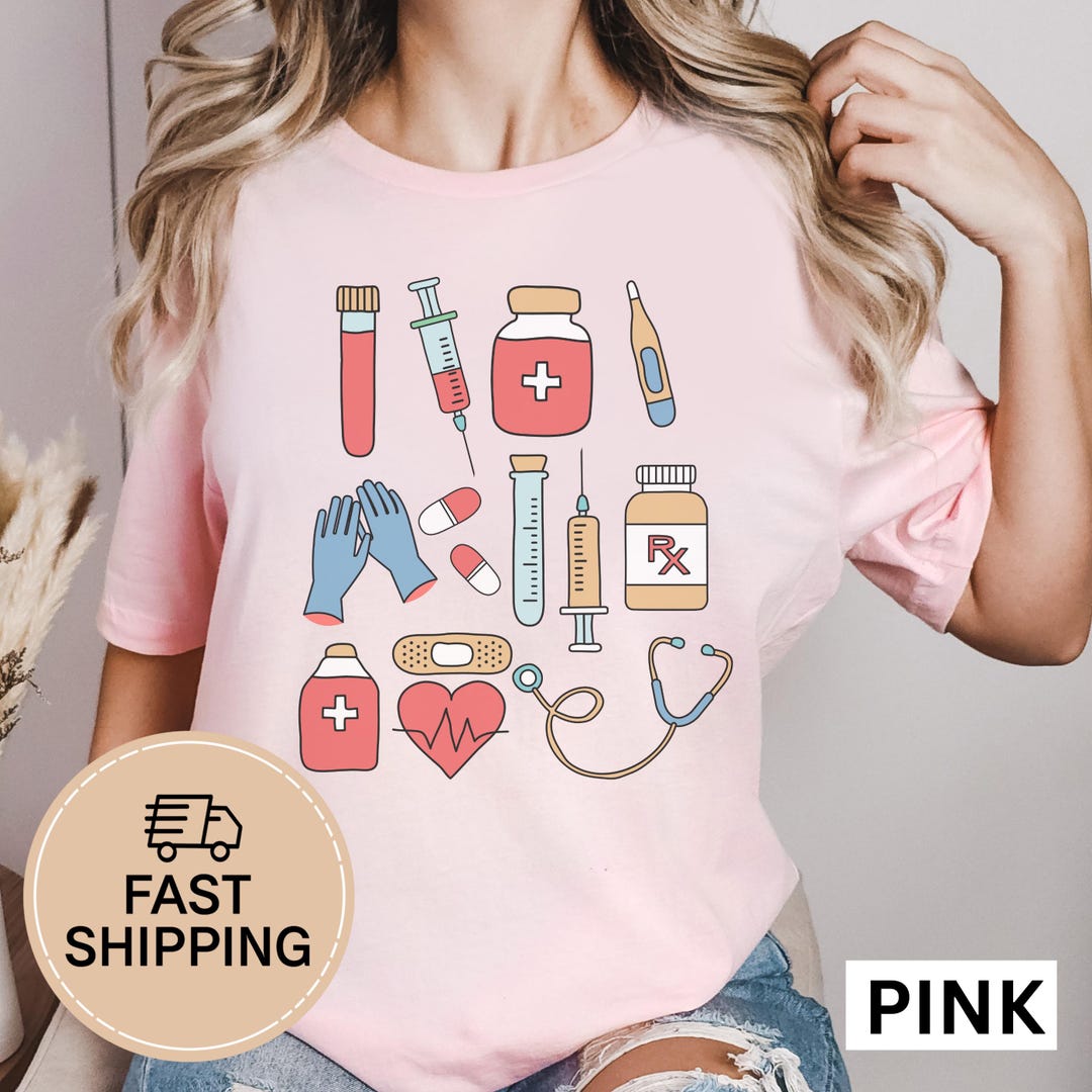 Medical T-shirt, Nurse Niche Design Tee, Healthcare Pattern Shirt ...